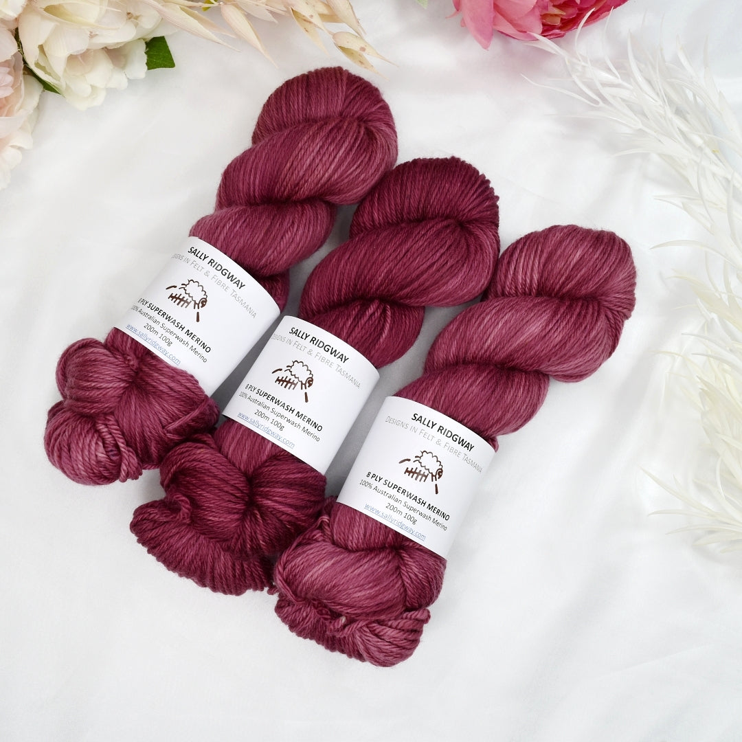 Claret Hand Dyed 8 Ply DK Knitting Yarn | Sally Ridgway Designs – Sally ...