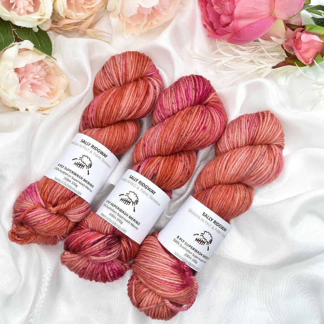 Pink Hand Dyed 8 Ply DK Merino Wool Knitting Yarn | Sally Ridgway ...