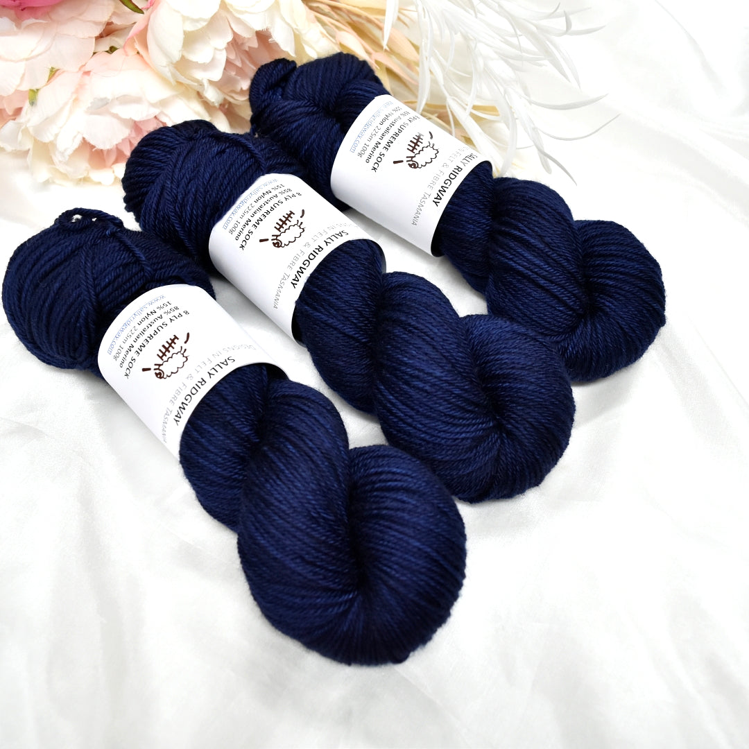 Navy Hand Dyed 8 ply DK Sock Knitting Yarn | Sally Ridgway Designs ...