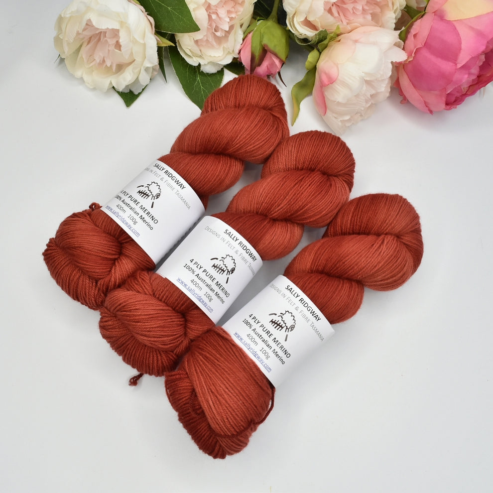 Red Hand Dyed 4 Ply Pure Merino Wool Knitting Yarn | Shop Knitting Yarn ...