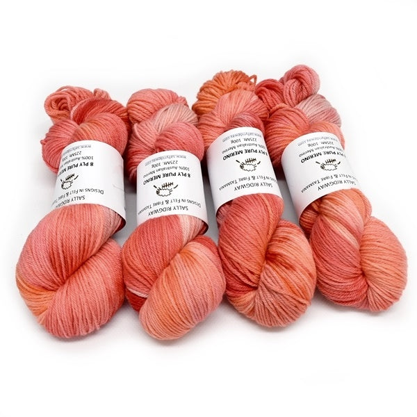 Hand Dyed 8 ply Merino Yarn in Tangerine | Shop Wool Yarn Online ...
