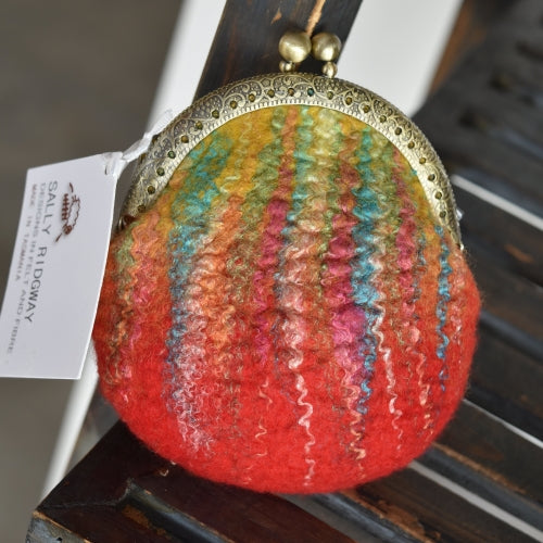 Buy wet Merino wool felted coin purse in Orange Yellow Multi | Shop ...