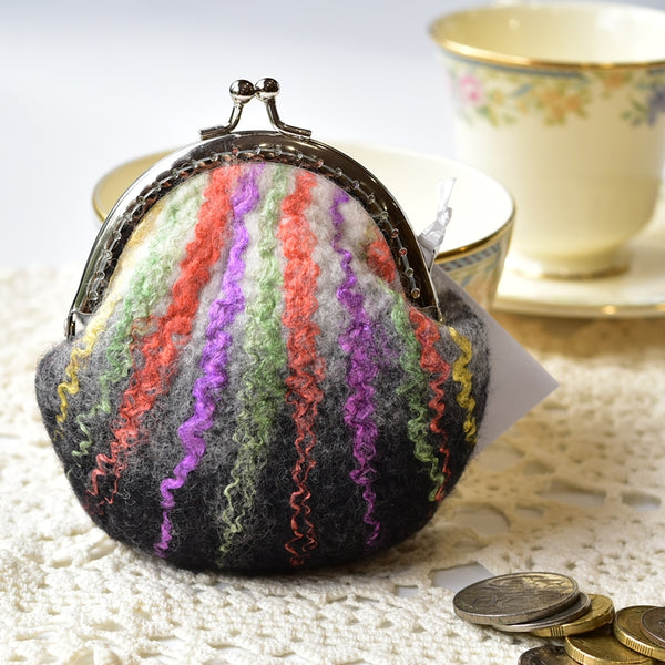 Buy Merino wool felted coin purse in Black and White | Shop Wool Felt ...